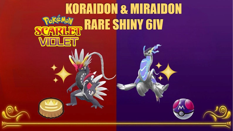 Pokémon Scarlet and Violet/ Rare Shiny Koraidon& Miraidon/ 6IV / Level 100/masterball/bundle - Etsy