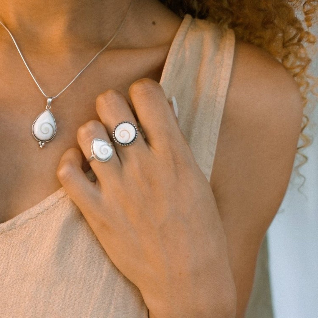 Bohemian Sea-inspired Shiva Shell Ring | Handcrafted Sterling Silver ...