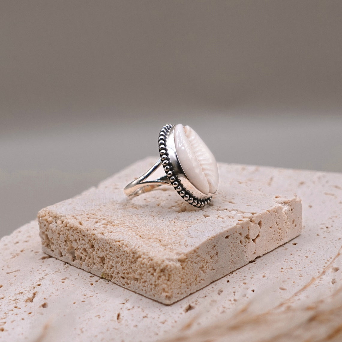 Silver Pearl Cowrie Shell .925 Sterling Silver Ring - Etsy