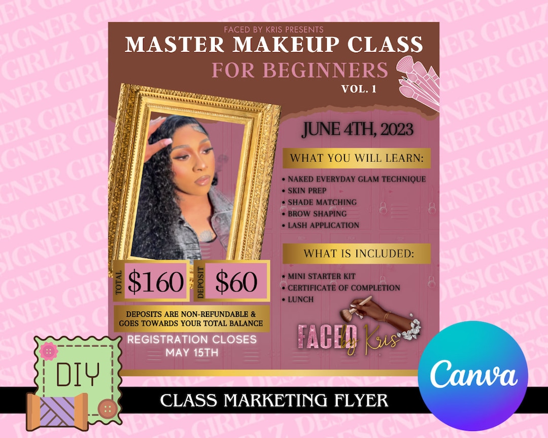 Editable Marketing Class Flyer Template, Lash Class, Hair Class, Nail ...