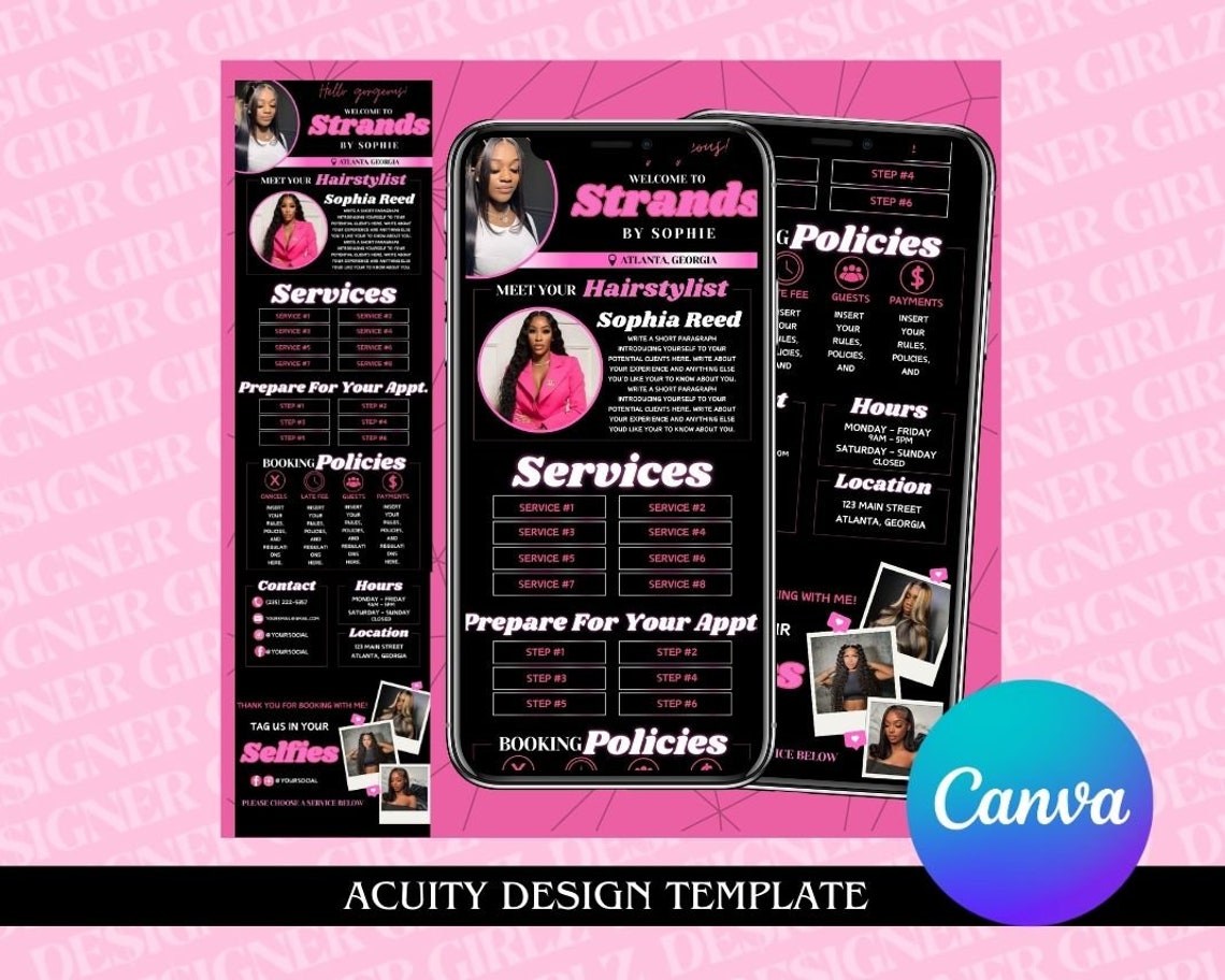 Editable Canva Acuity Design, Pink Acuity Scheduling Website Design ...