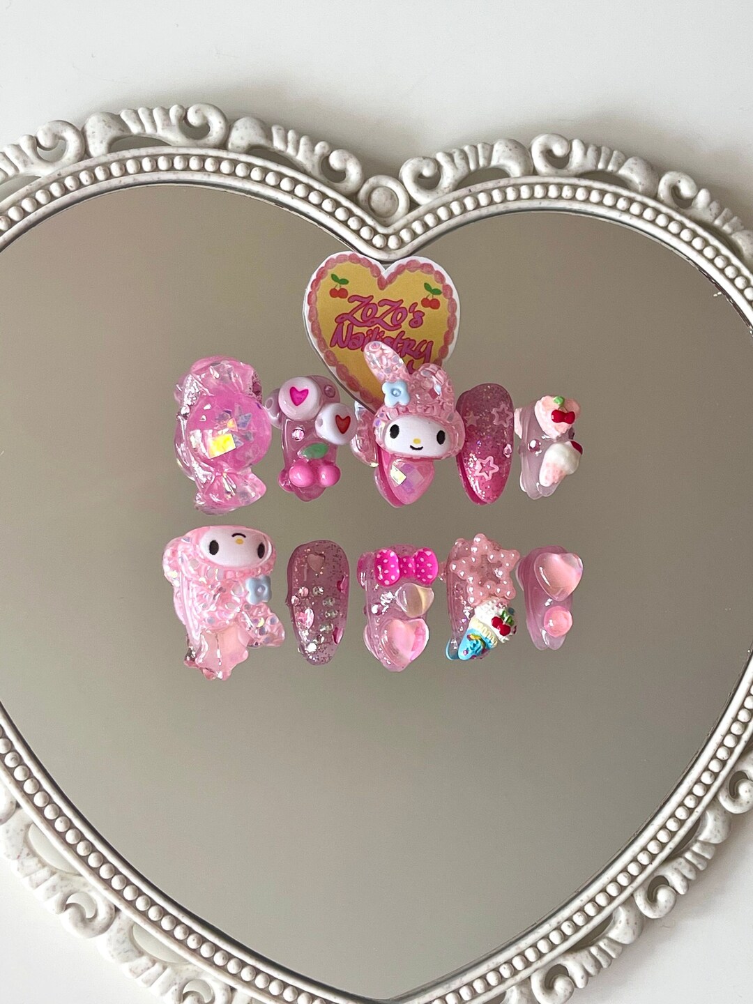 My Melody Press On Nails Hello Kitty Press On Nails Y2k Etsy