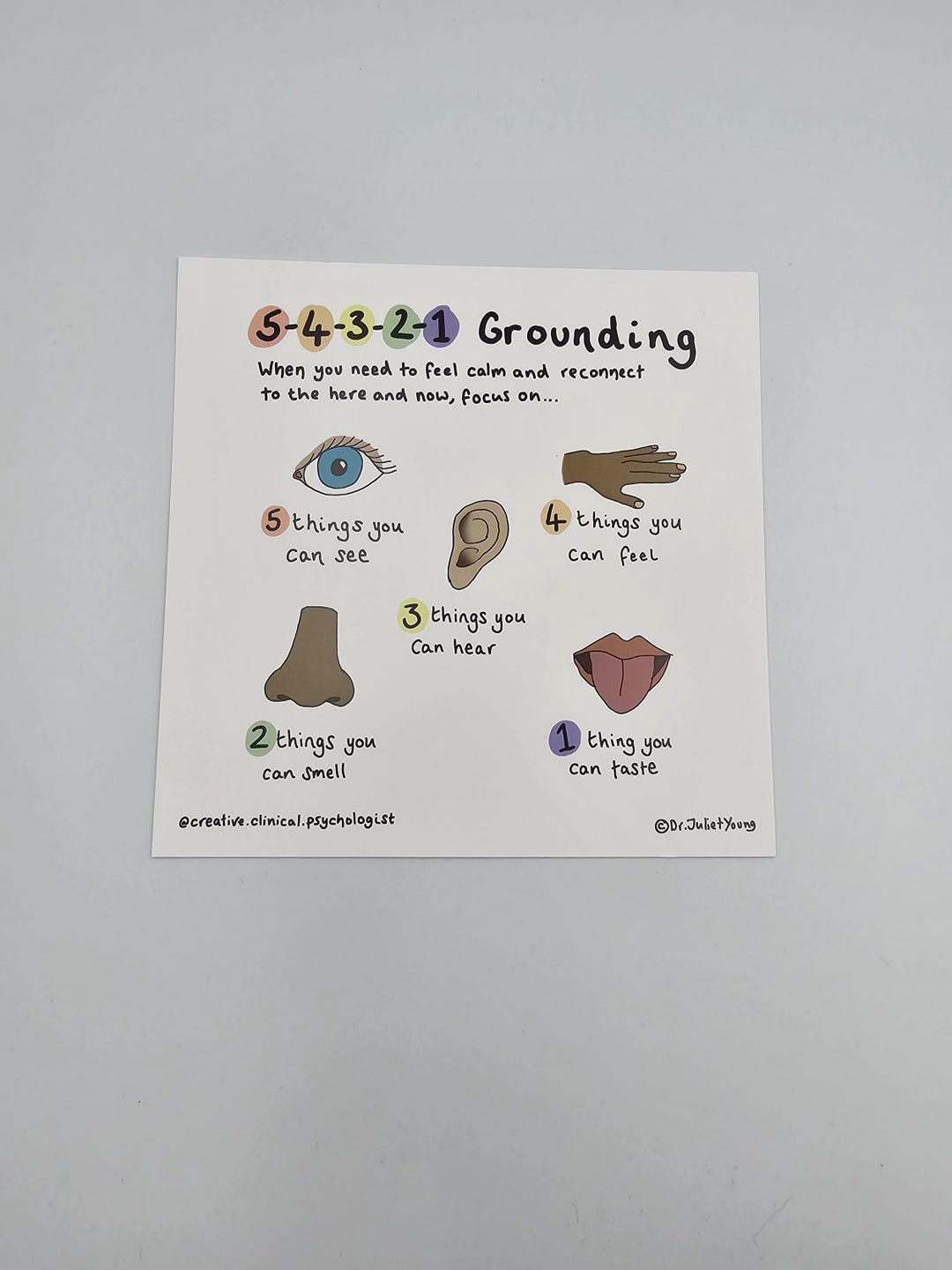 5 Senses Grounding Technique 15x15cm Print - Etsy UK