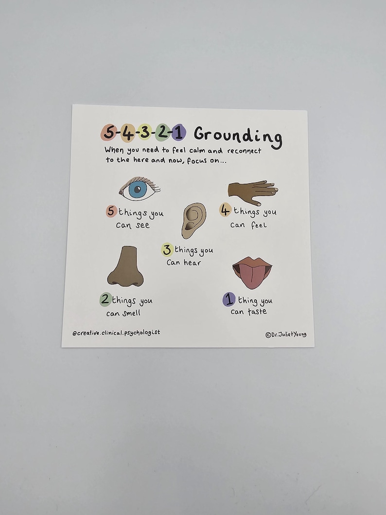 5 Senses Grounding Technique 15x15cm Print - Etsy