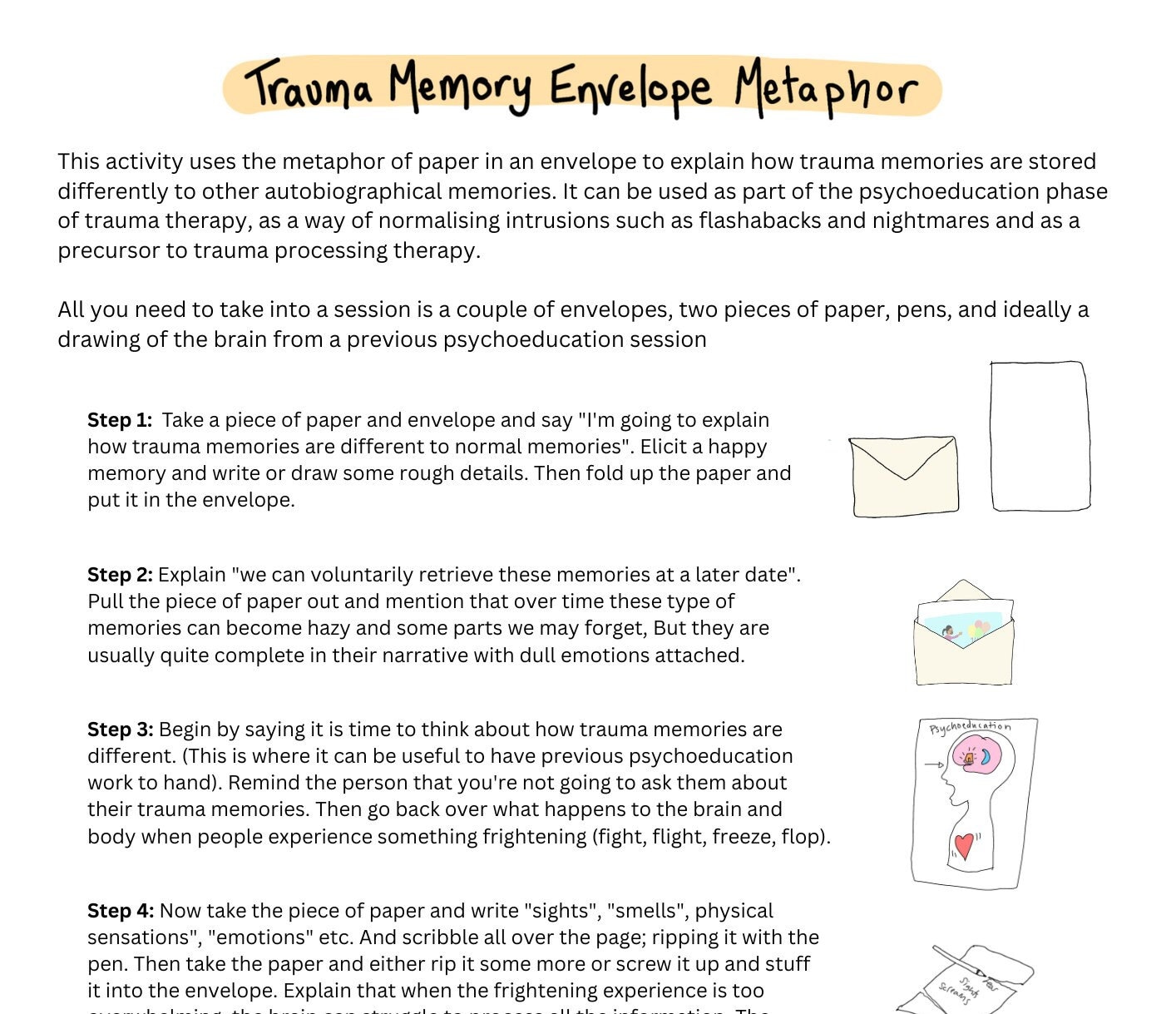 Trauma Memory Metaphor Activity "how To" Guide and Illustration - Etsy