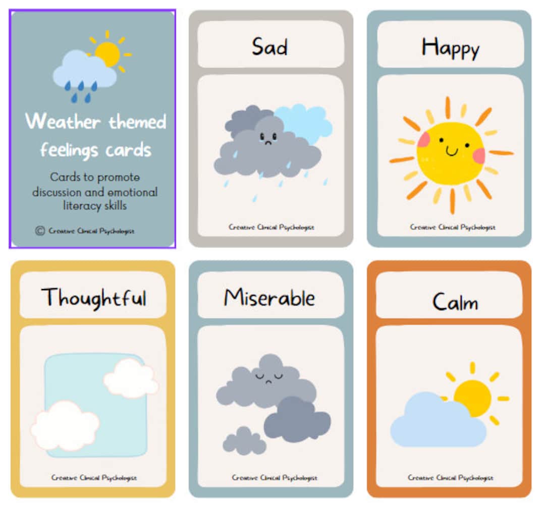 Weather Themed Feelings Cards - Etsy