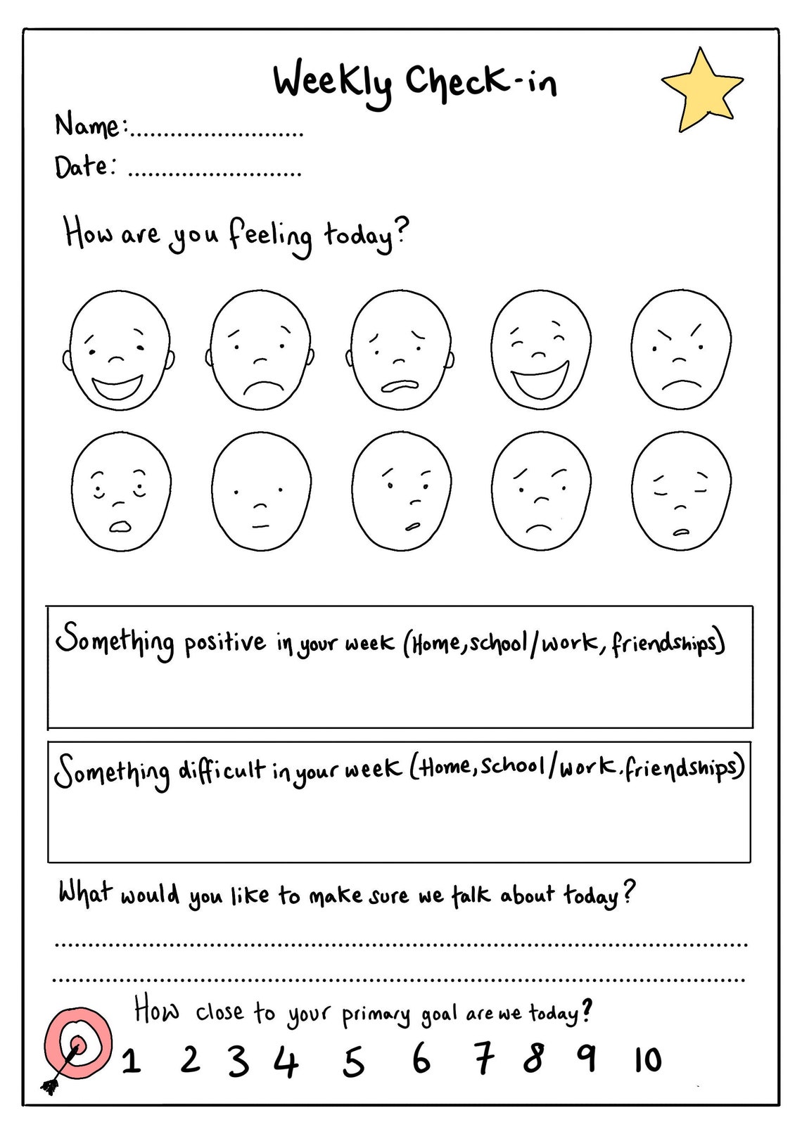 Weekly Check in Sheet A4 PDF Download - Etsy