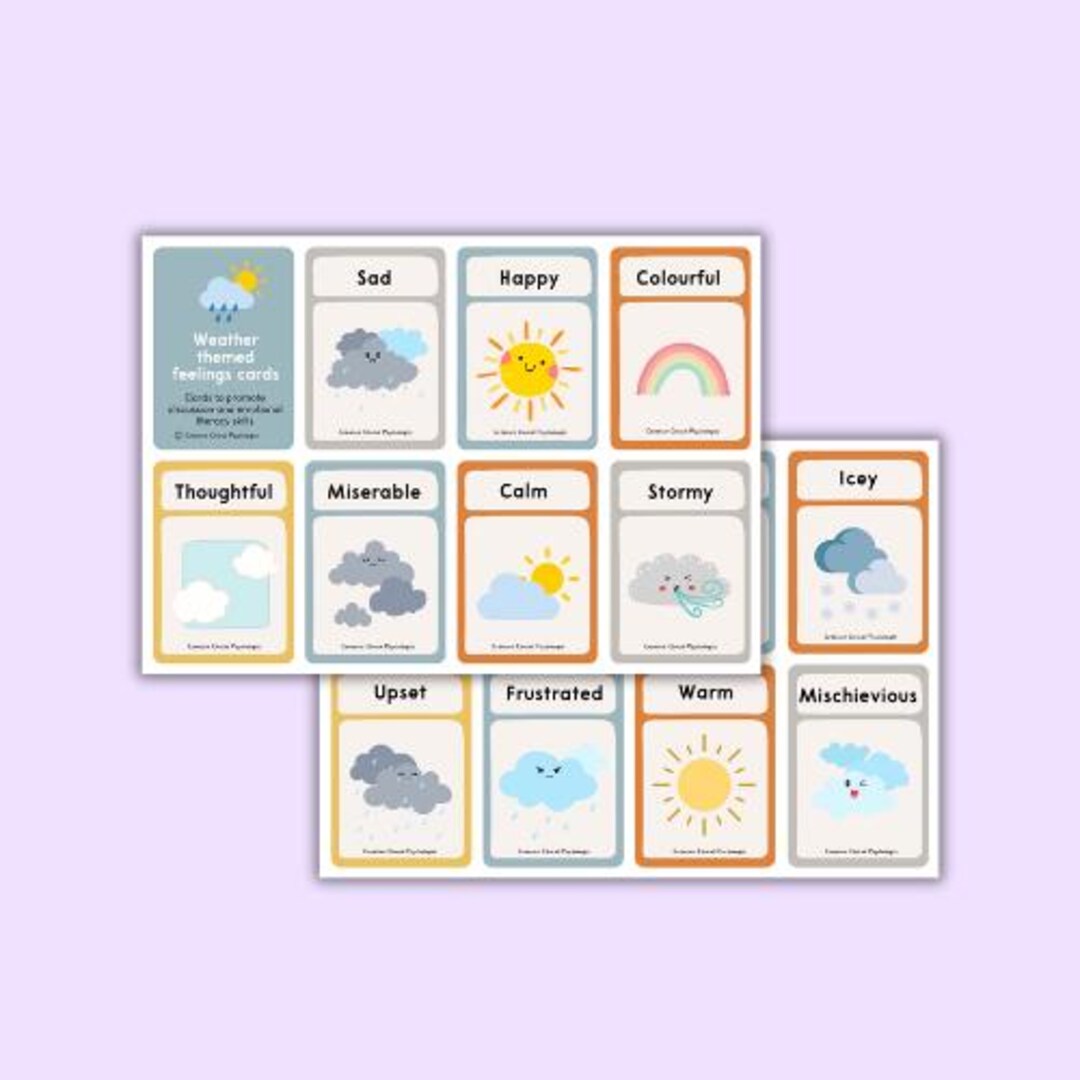 Weather Themed Feelings Cards - Etsy