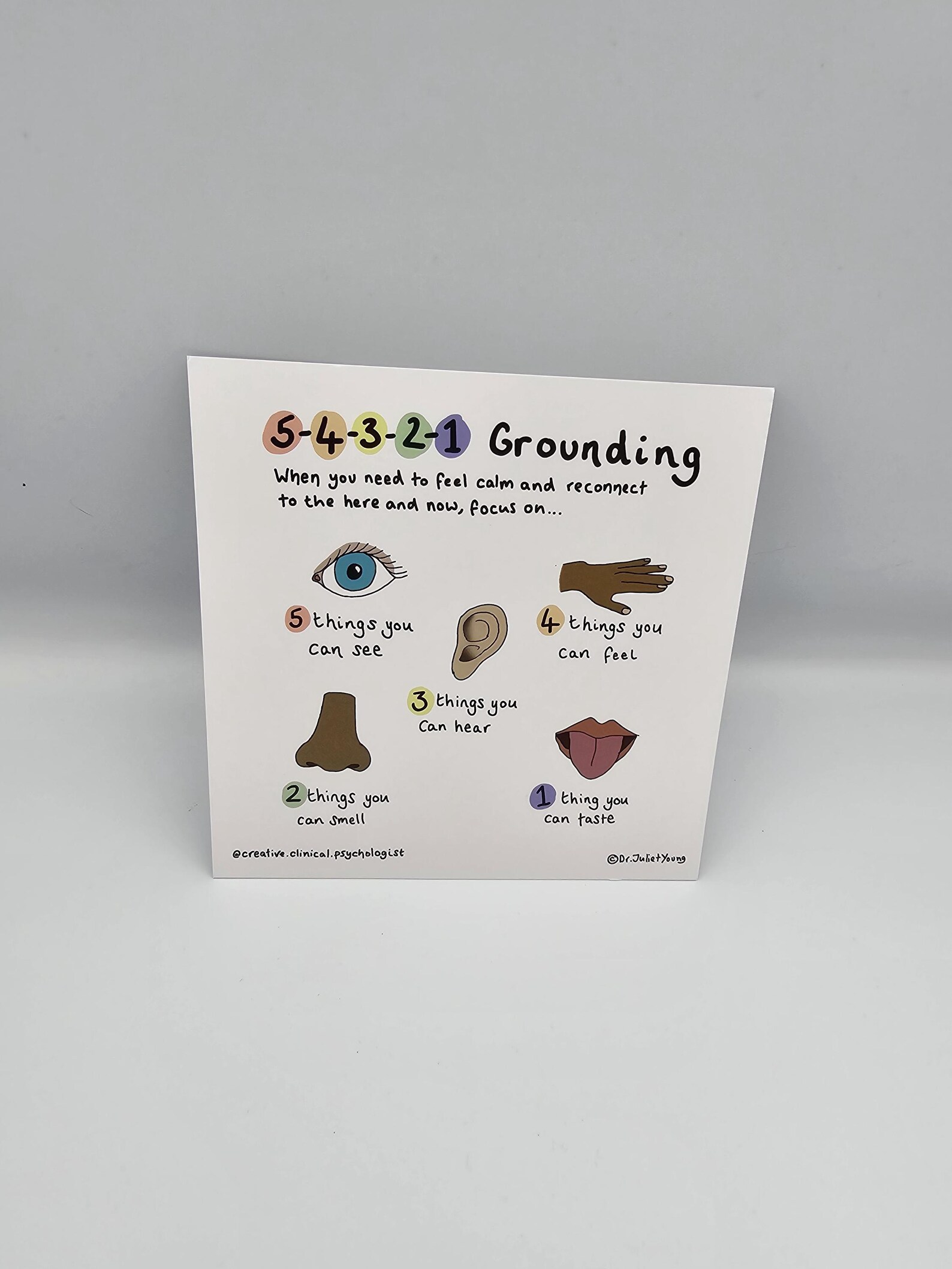 5 Senses Grounding Technique 15x15cm Print - Etsy