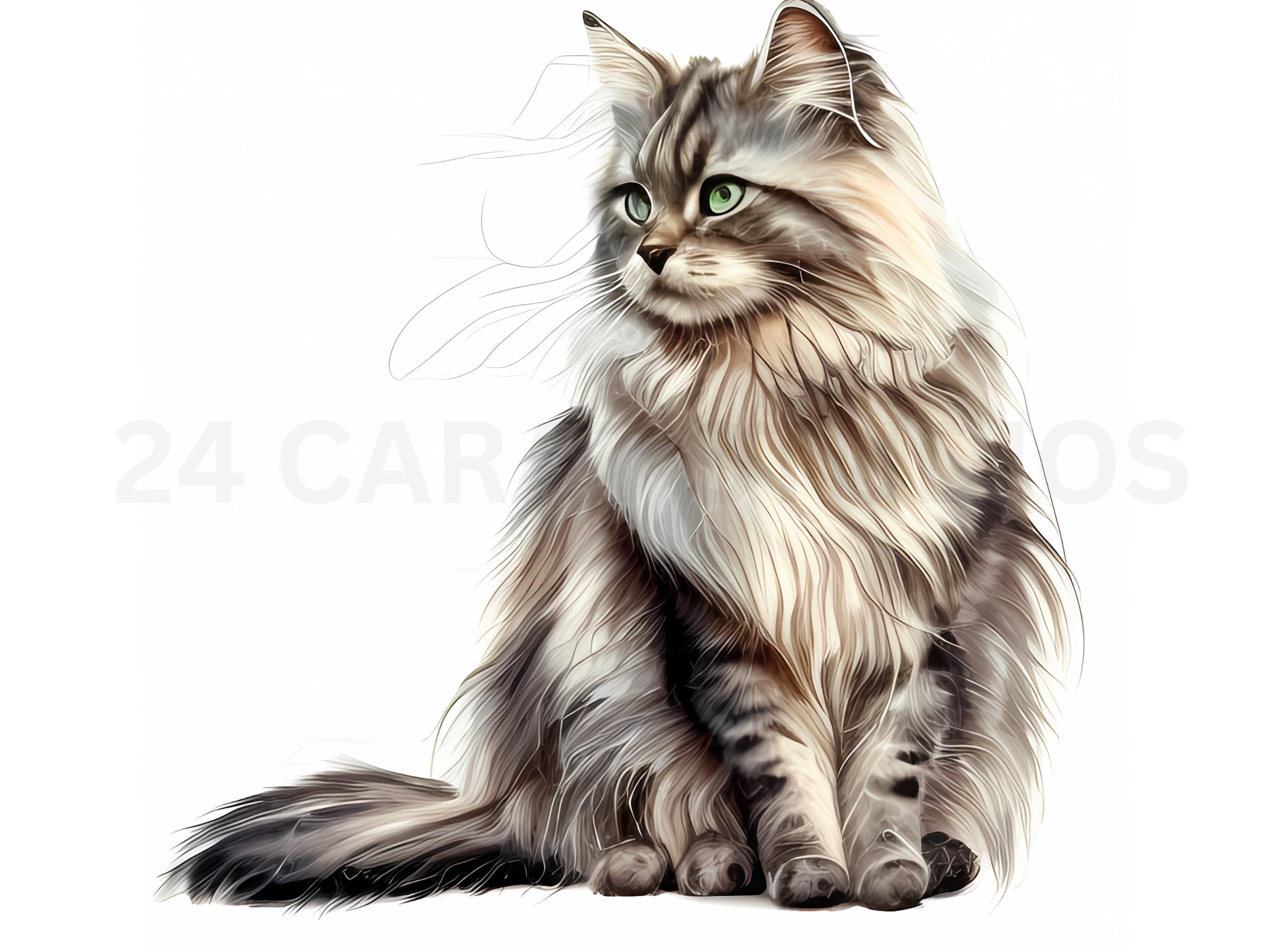Enchanting Cat Clipart 10 High-quality Jpgs for Digital Download ...