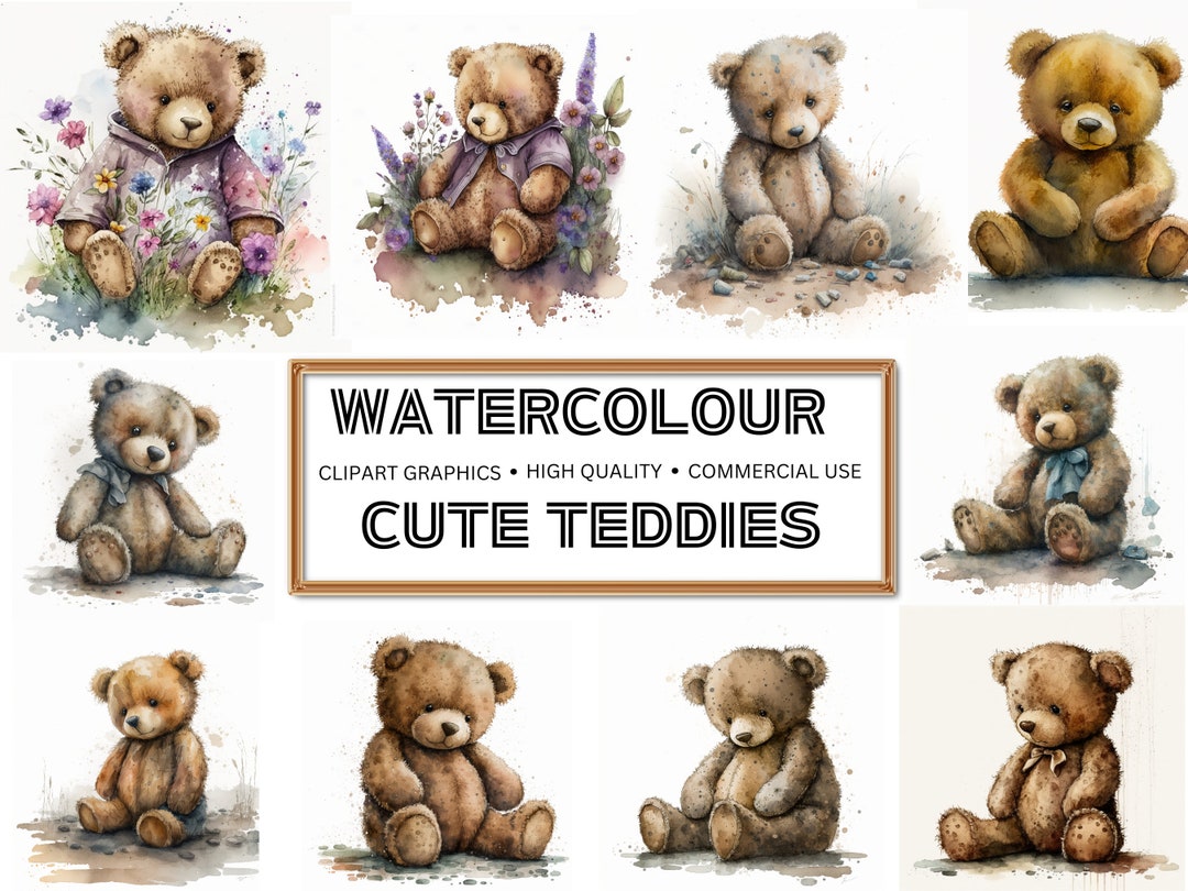 12 High-quality Teddy Bear Clipart for Card Making, Mixed Media, and ...