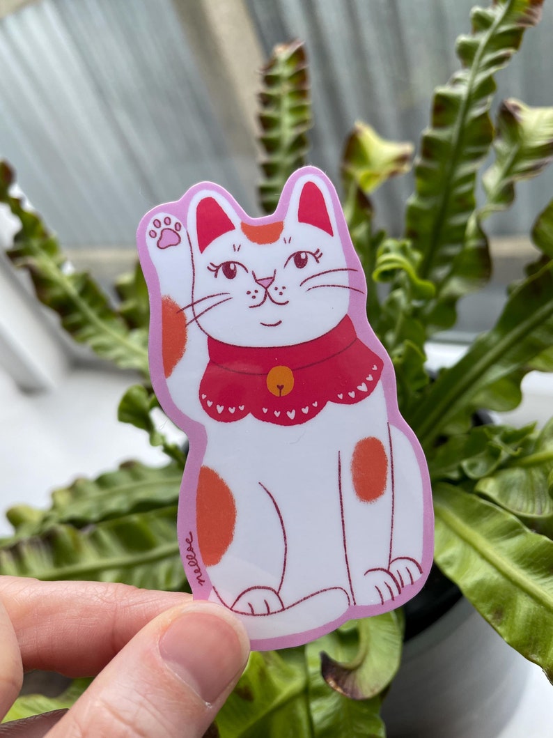 Hey Kitty Girl Vinyl Sticker | Maneki-neko - Etsy