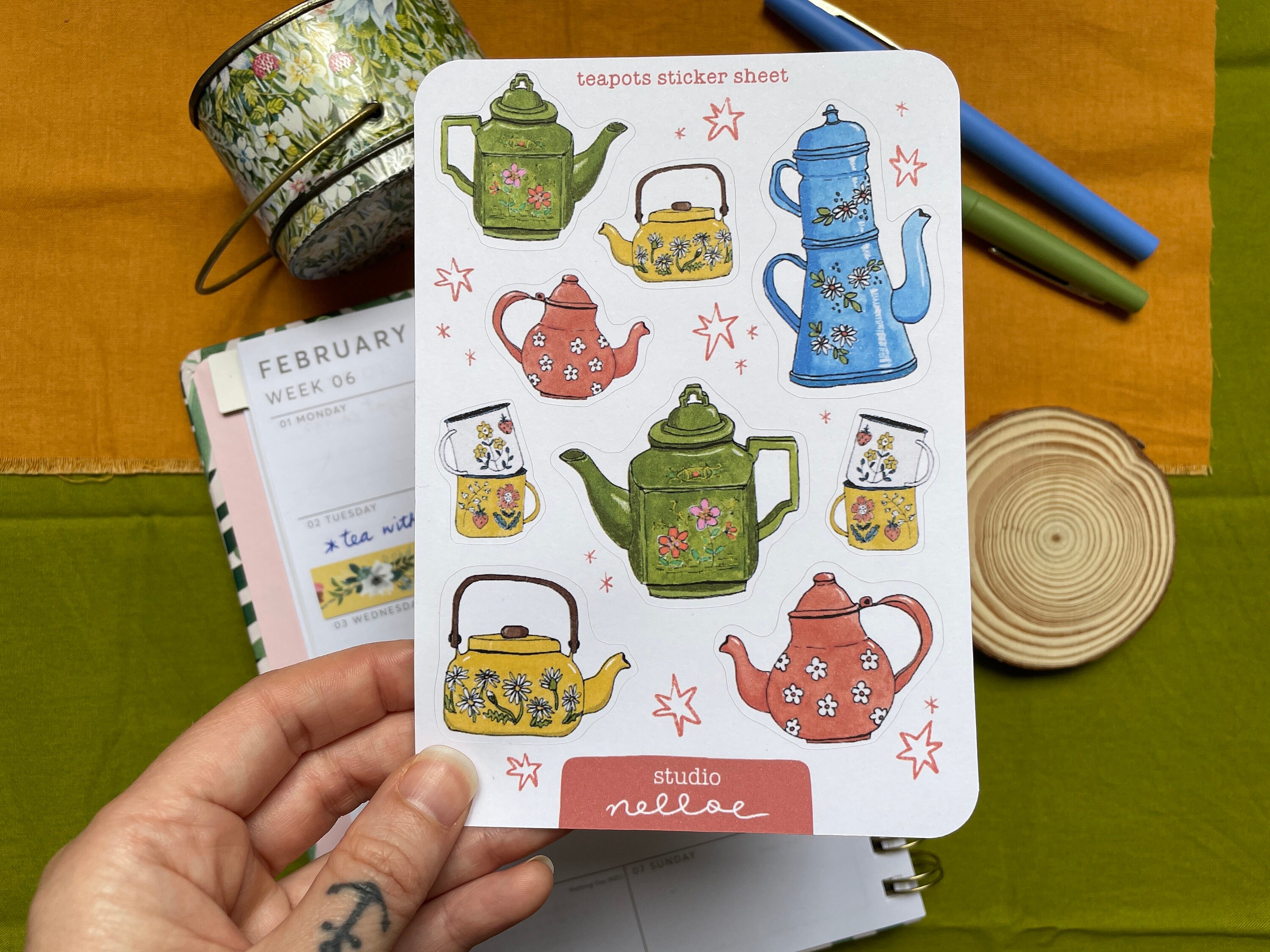 Teapots Sticker Sheet | Journal, Scrapbooking, Penpals, Gift for Tea ...