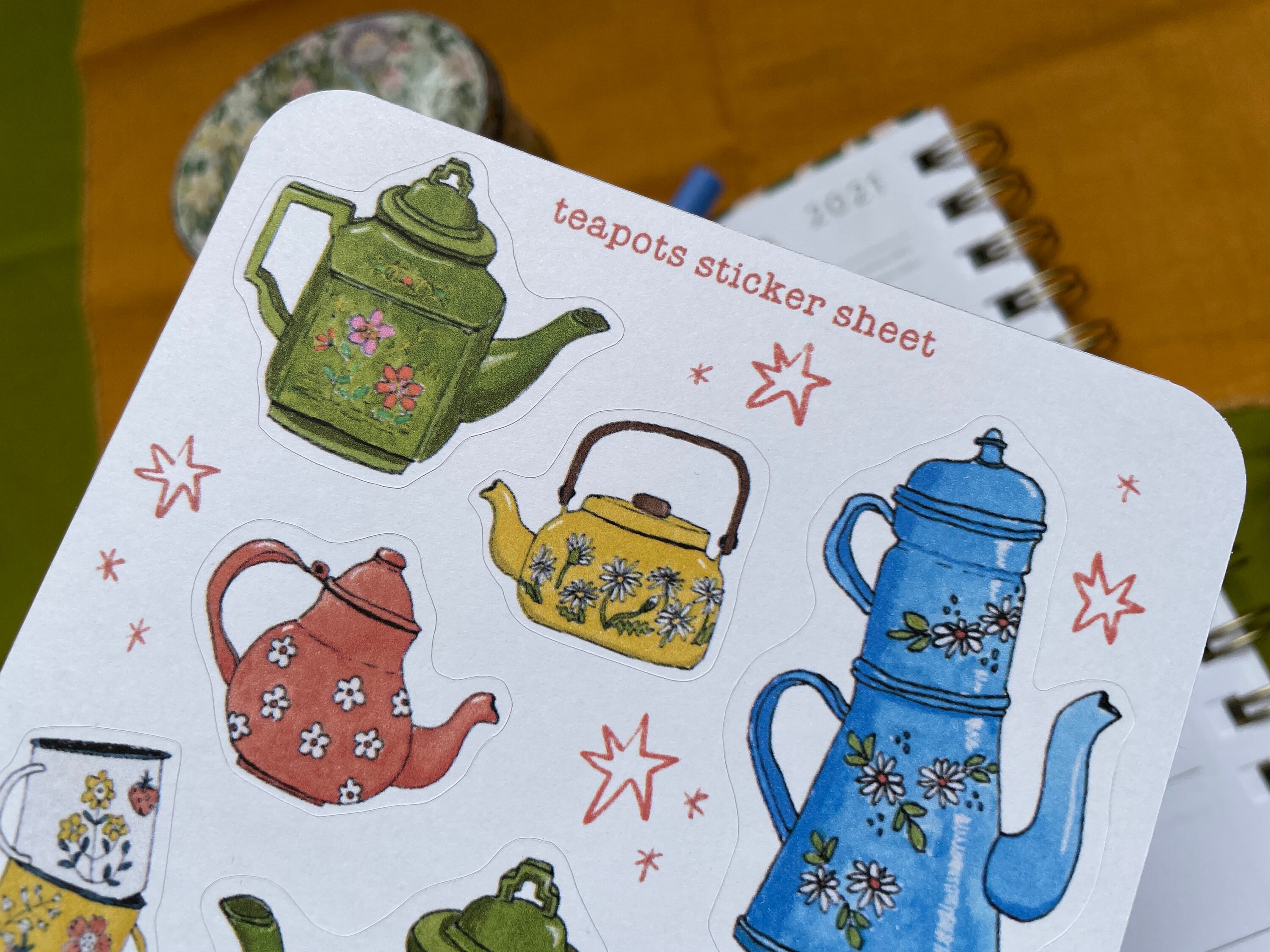 Teapots Sticker Sheet Journal, Scrapbooking, Penpals, Gift for Tea ...