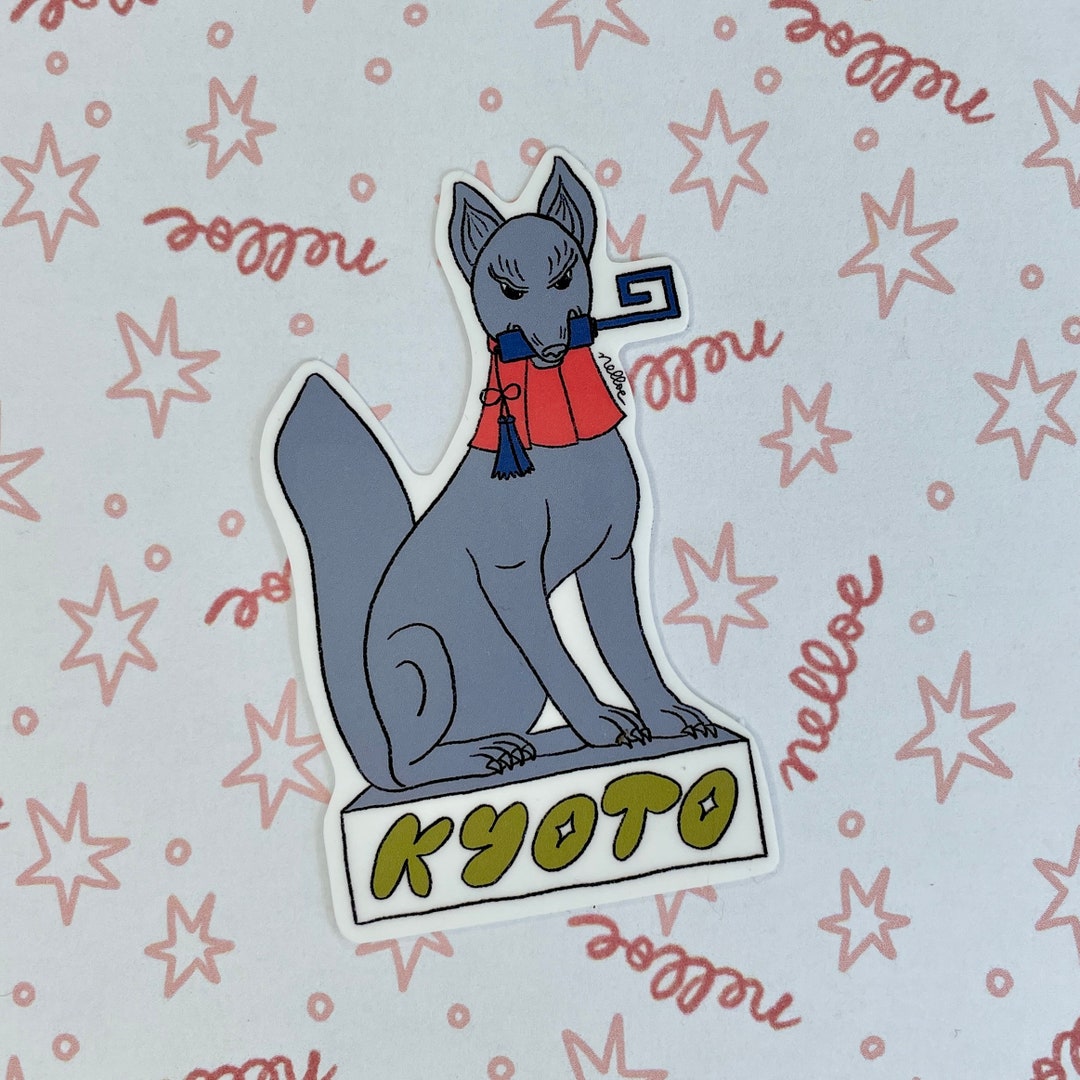 Kyoto Fushimi Inari Vinyl Sticker | Kitsune Statue Illustration - Etsy