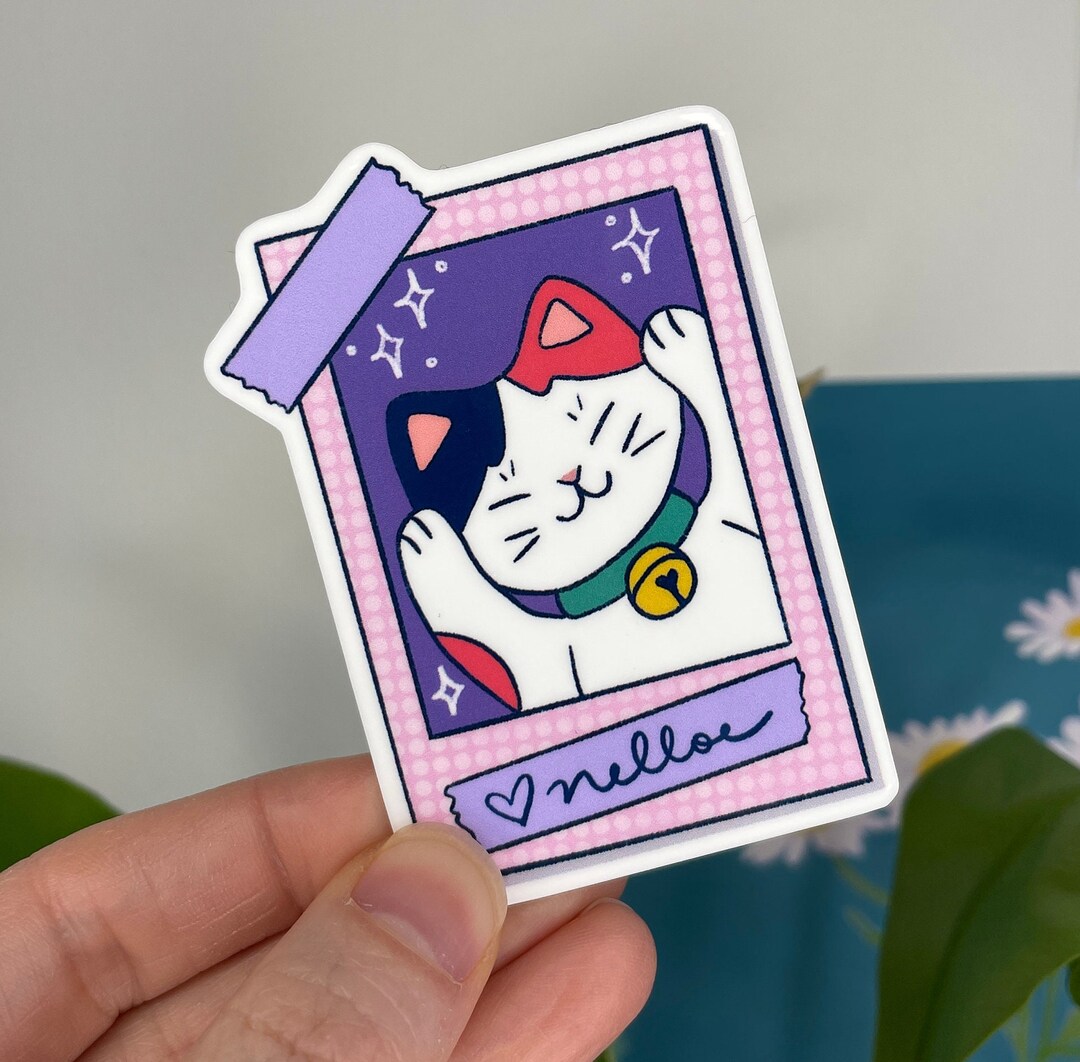 Polaroid Kitty Vinyl Sticker | Kawaii Calico Cat - Etsy