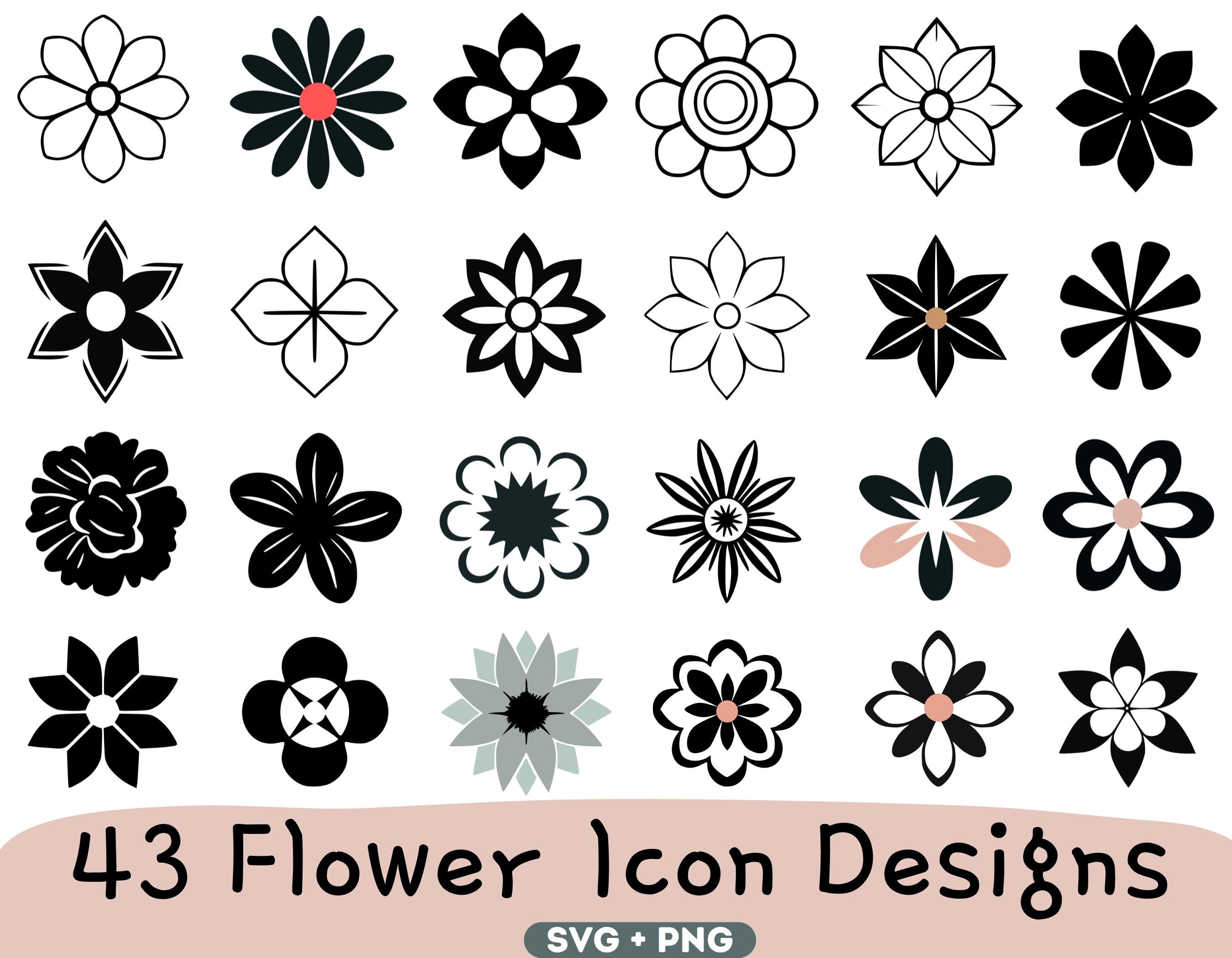 43 Flower Icons SVG PNG Bundle - Flower Petal Svg Png - Flower Logo ...