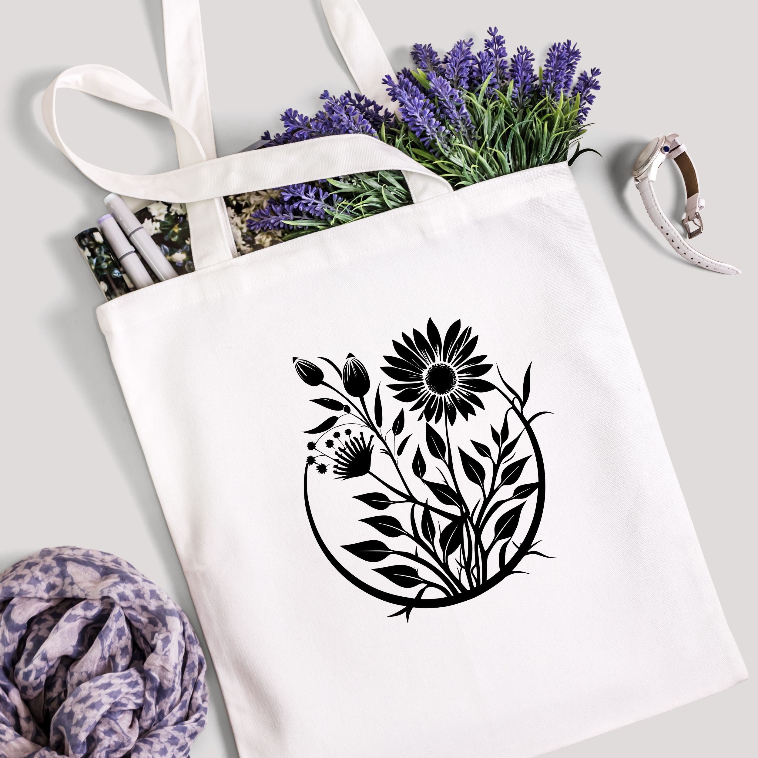 29 Wildflower Logo SVG Designs - Wildflowers Row Svg - Black and White ...