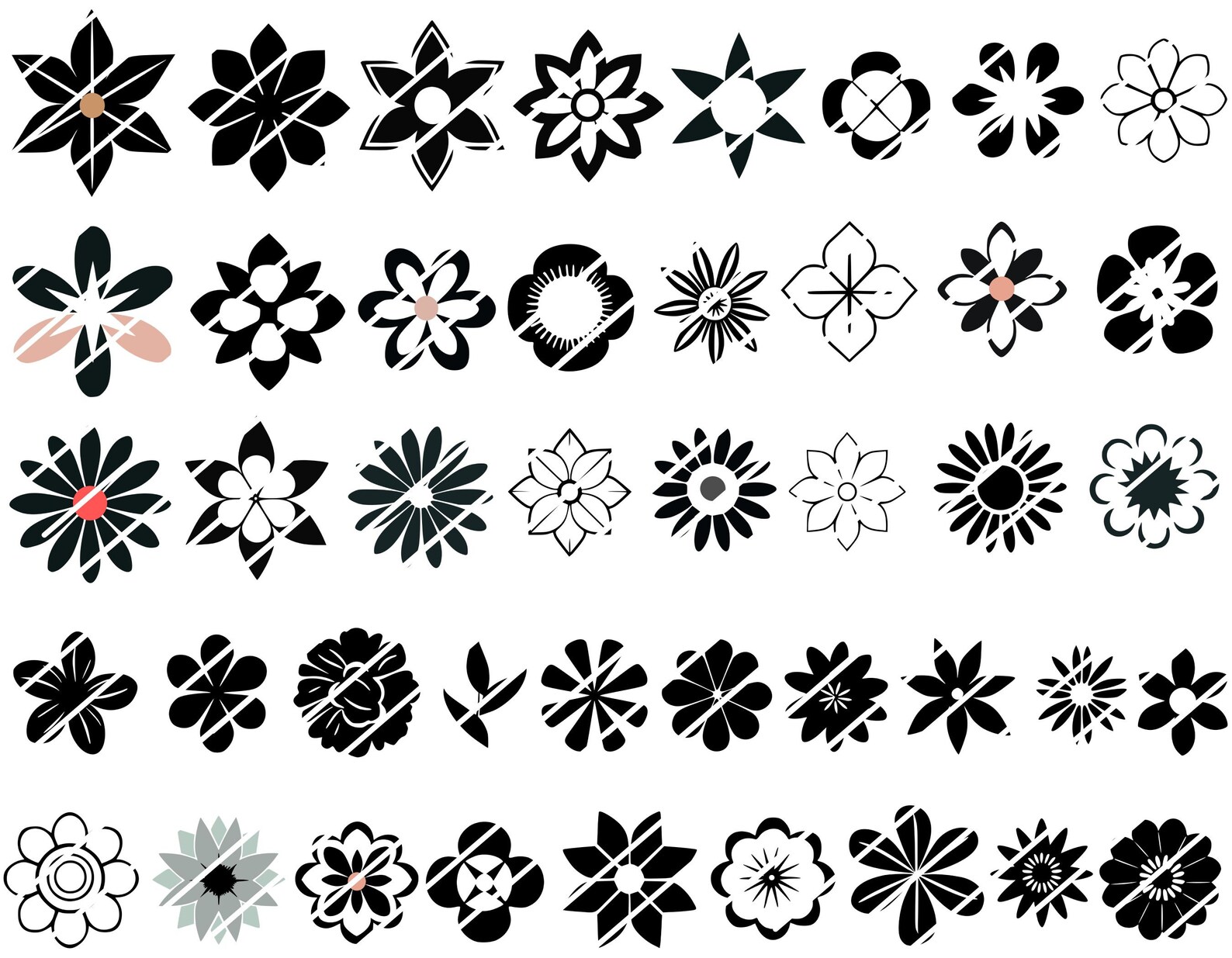 43 Flower Icons SVG PNG Bundle Flower Petal Svg Png Flower Logo Design ...