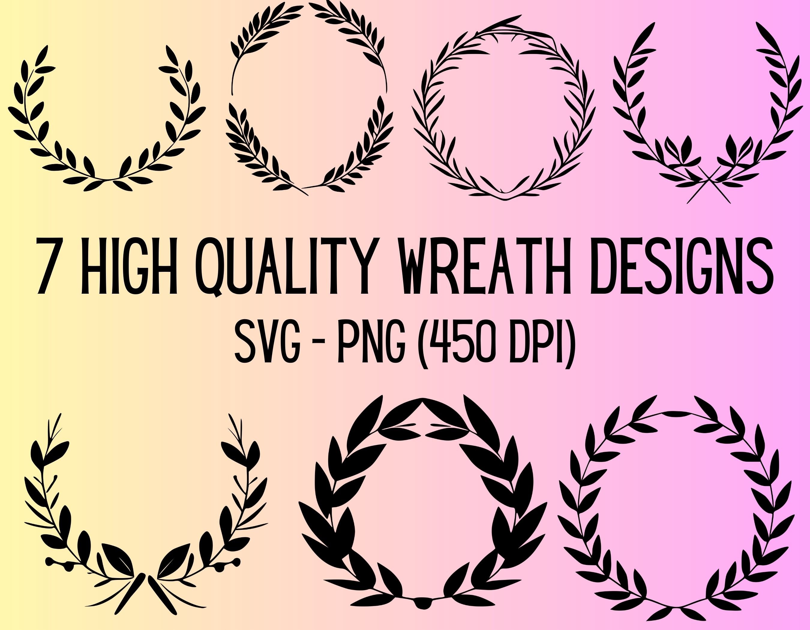 7 Wreath Vector SVG Bundle, Rustic Laurel Wreath, Half Leaf Wreath ...