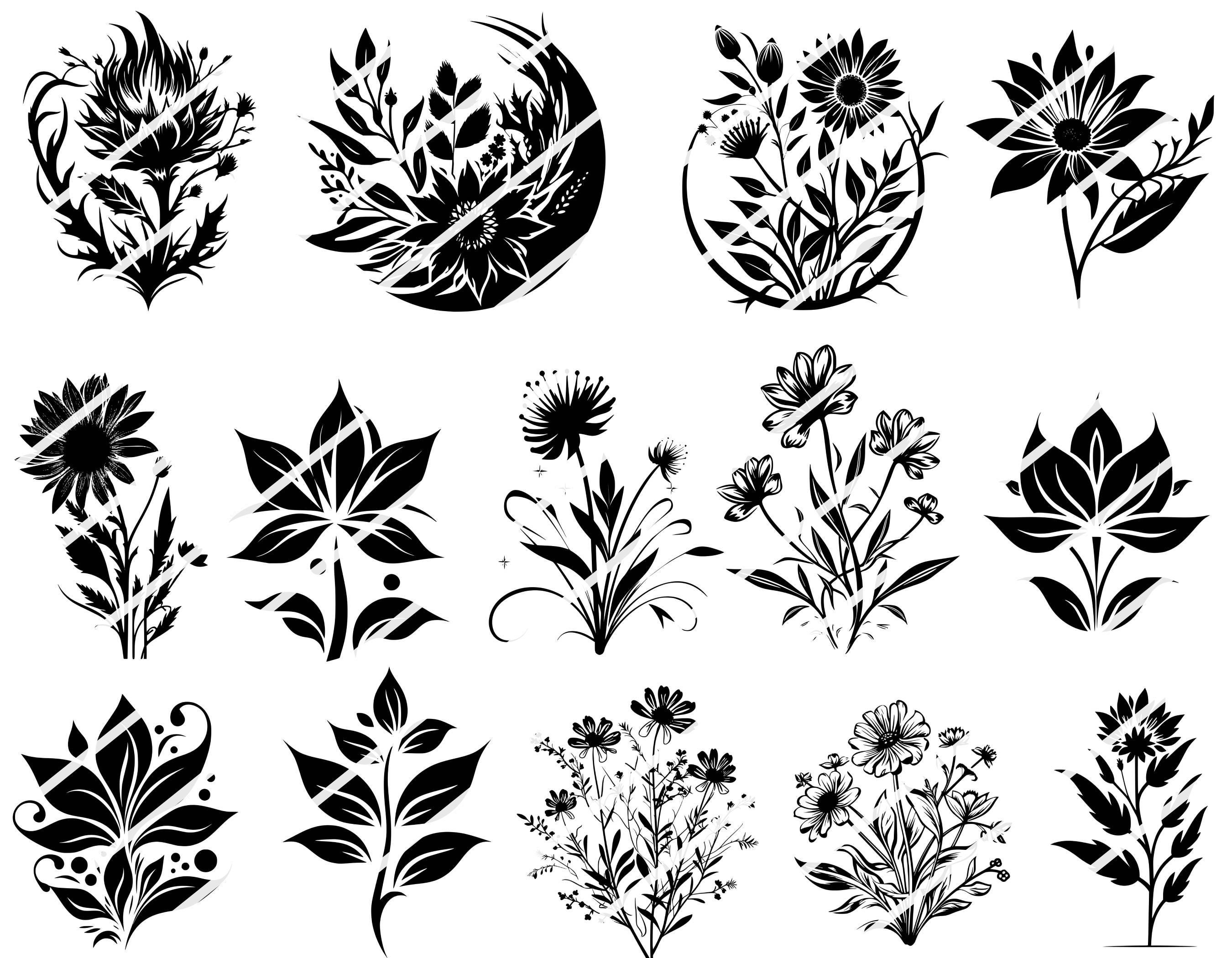 29 Wildflower Logo SVG Designs - Wildflowers Row Svg - Black and White ...
