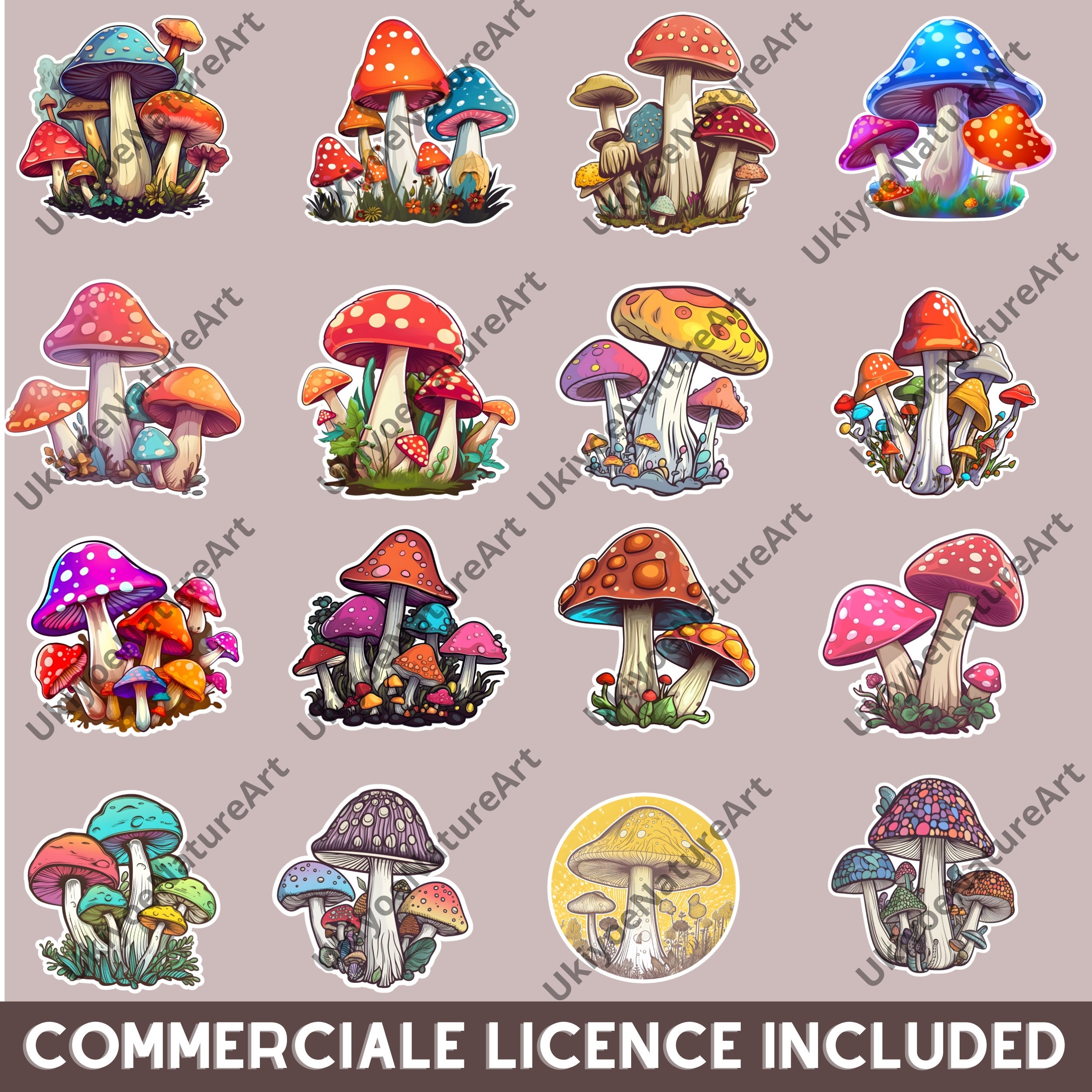 40 Magical Mushroom Digital Stickers Bundle - High Quality Pngs File ...