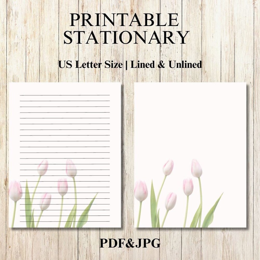 PRINTABLE Notes Tulip Flower Letter Writing Paper 8.5x11 - Etsy Australia