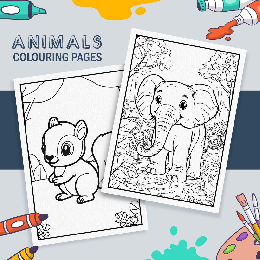 Printable Animal Coloring Pages | Fun Kids Digital Download Activity ...
