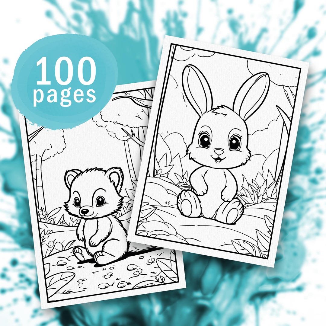 Kids Coloring Book With Animals | Digital Instant Download Activity ...