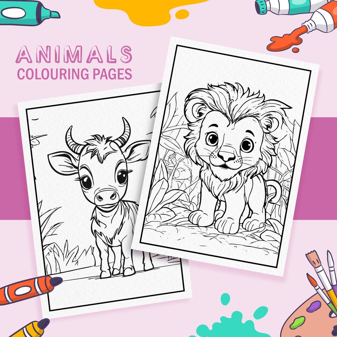 Instant Download Animal Coloring Book | Kids Coloring Fun | Lion ...
