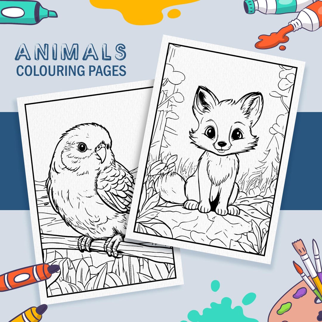 Kids Animal Coloring Book | Printable Pages Activity (digital Download ...