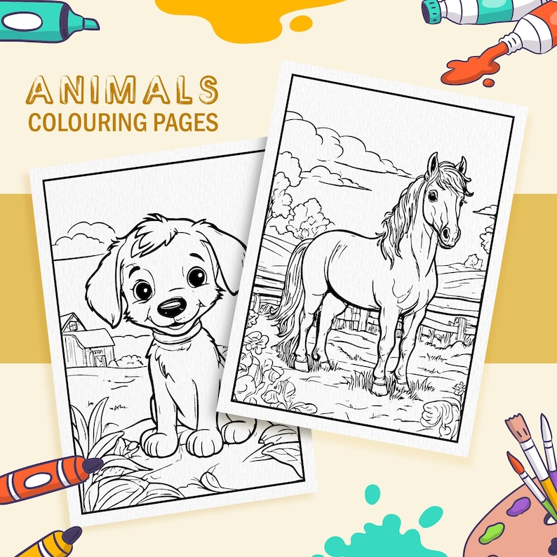 Cute Animal Coloring Book for Kids | Printable Pages (digital Download ...