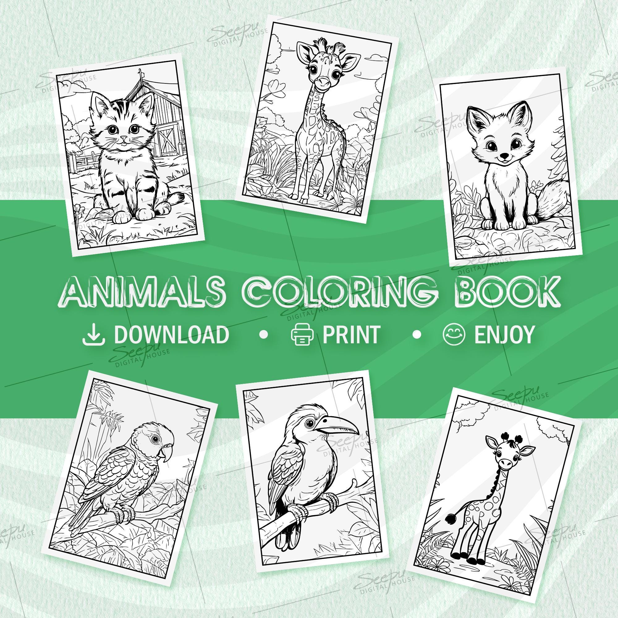 Digital Download Animal Coloring Book | Kids Fun Educational Activity ...