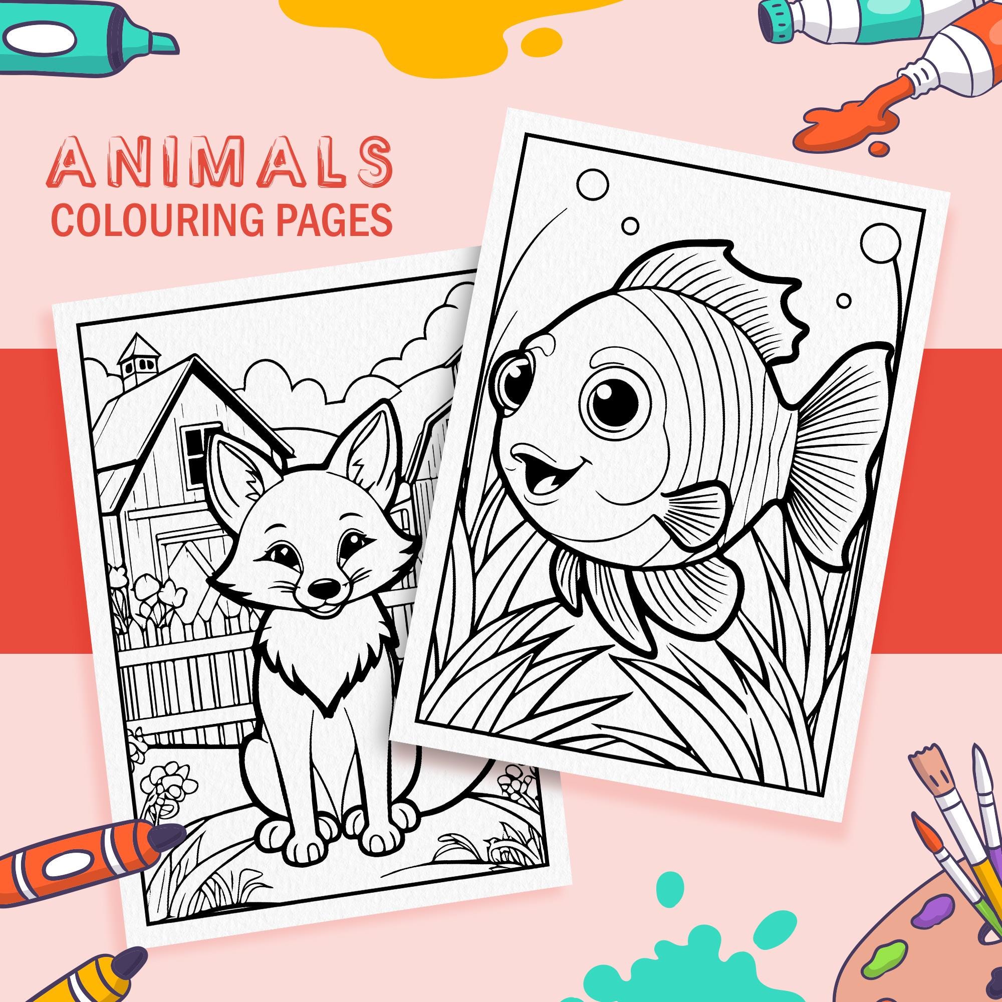 Printable Digital Coloring Book for Kids | Cute Animal Themes With ...