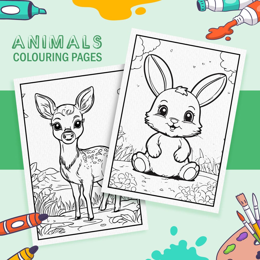 Digital Download Animal Coloring Book | Kids Fun Educational Activity ...