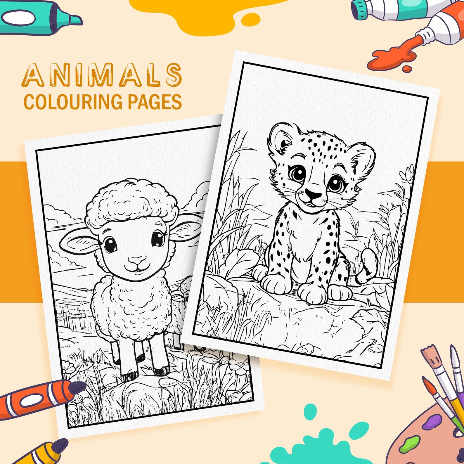 Fun Animal Coloring Book for Kids | Printable Activity (digital ...
