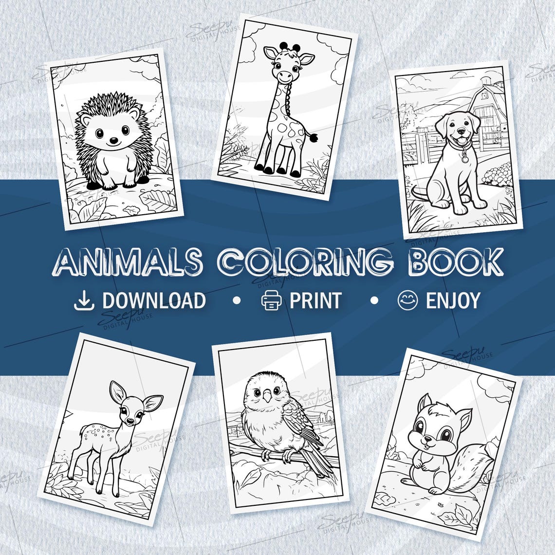 Kids Animal Coloring Book | Printable Pages Activity (digital Download ...