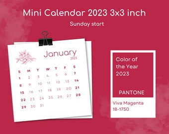 3x3 Mini Calendar - Etsy