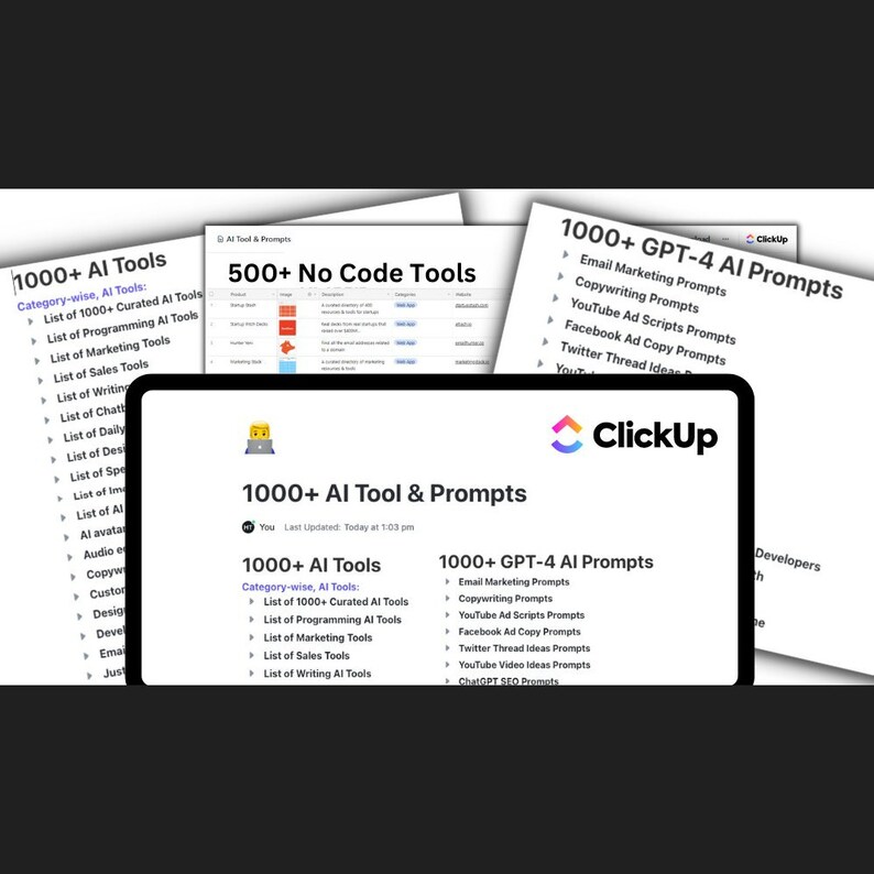 1000+ Chatgpt-4 AI Prompts | 1000+ AI Tools | 500+ No Code Tools ...