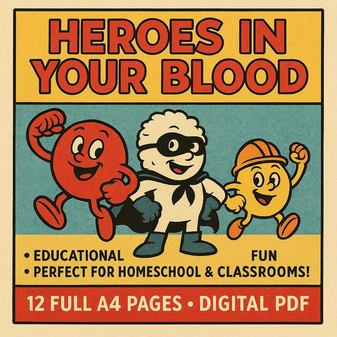 Comic for Kids, Learn Blood Cells | Vintage Style | Educational Biology ...