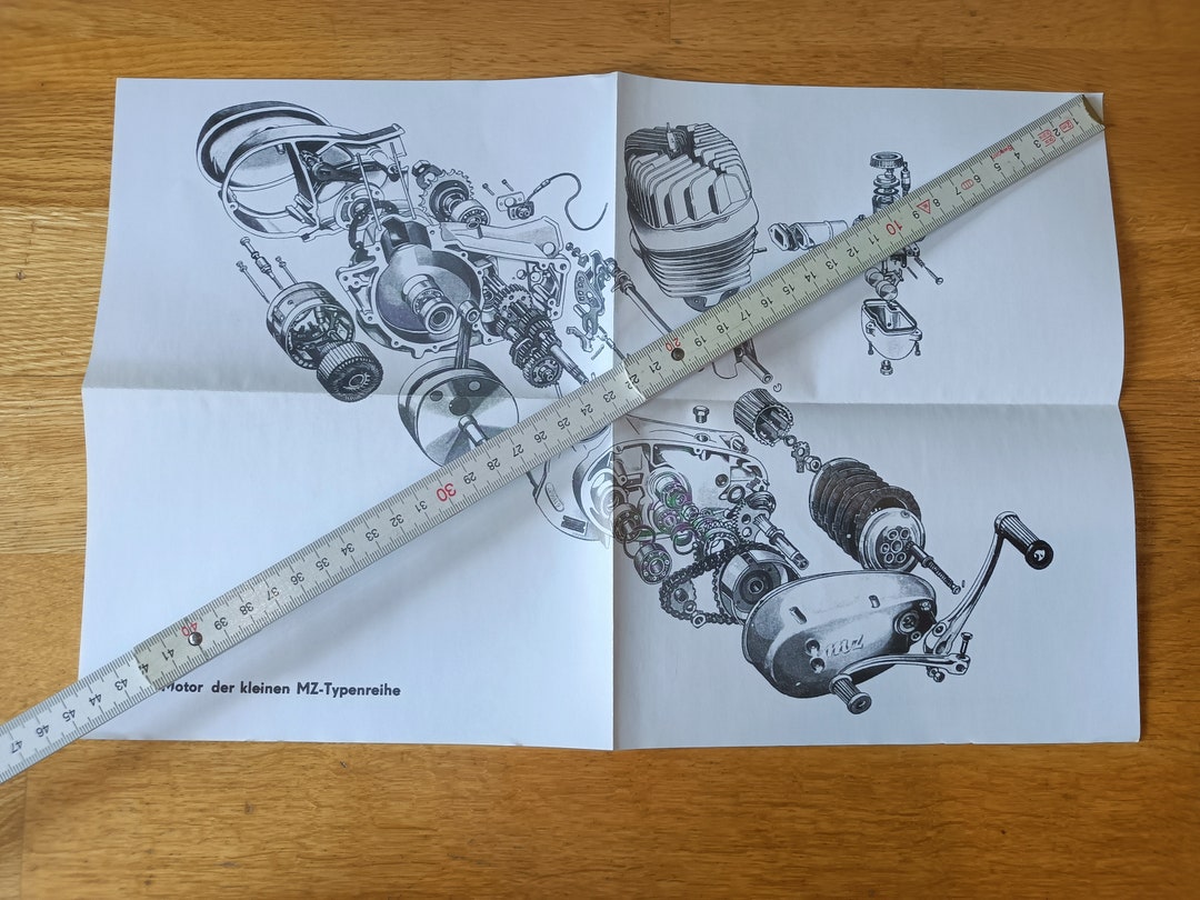 Exploded View of Engine, Mz Ts Es 125 150 250, GDR, IFA, No Simson ...