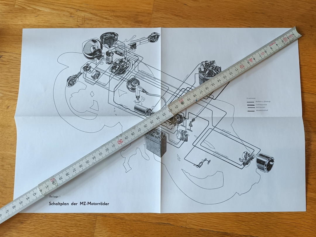 Wiring Diagram MZ ES 125 150, DDR Ifa, Vintage Retro No Simson Trabant ...
