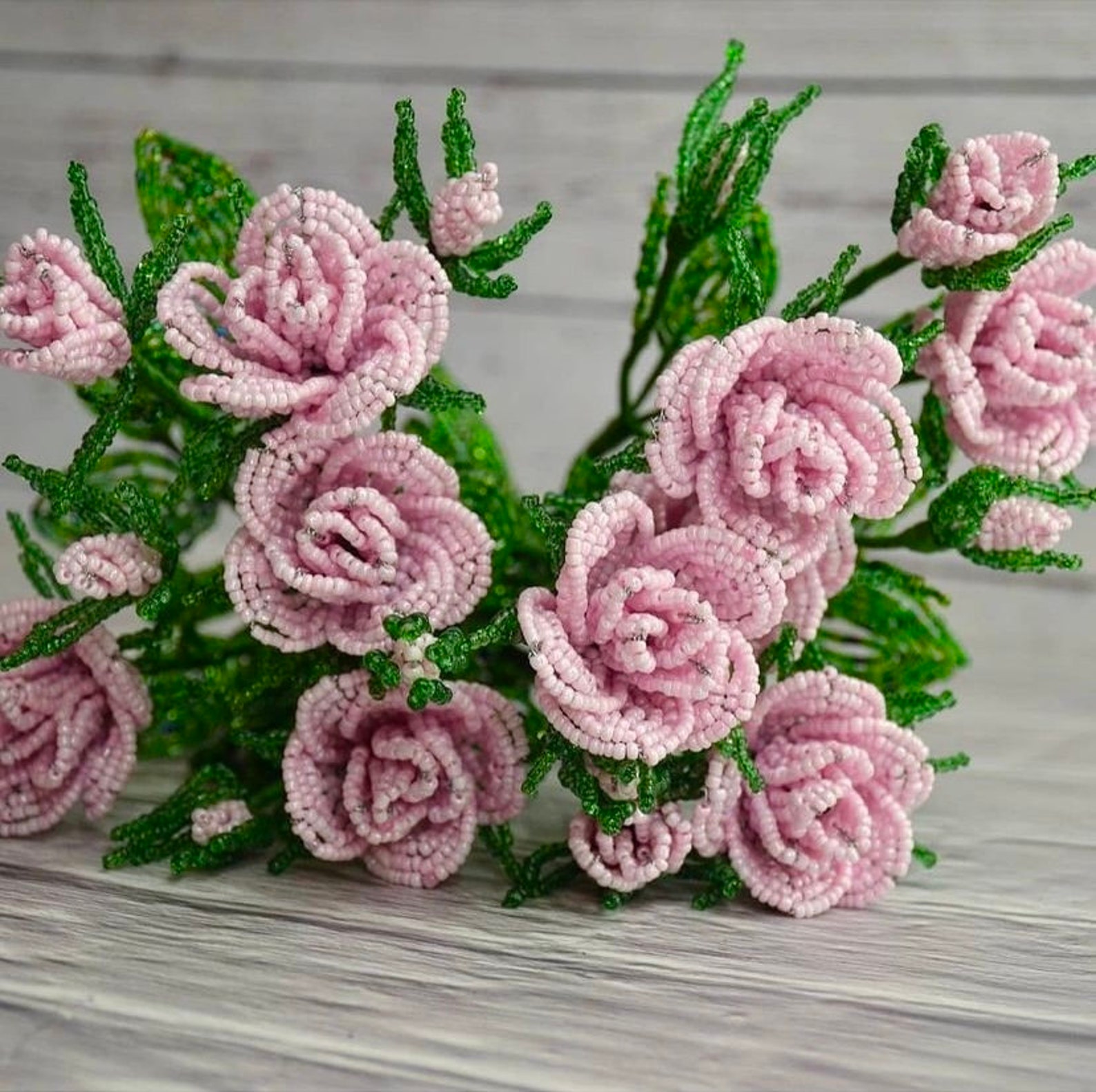 Bouquet Bush Roses Flowers Bouquet Beaded Flowers Wildflowers Pink Rose ...