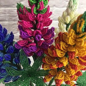 Bouquet of 5 Lupines Flowers Bouquet Beaded Wlowers Lupines Wildflowers ...