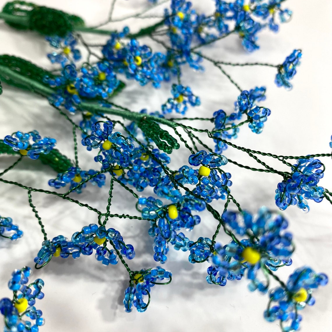 Forget-me-not Flowers Bouquet Beaded Wlowers Wildflowers Bouquet of ...