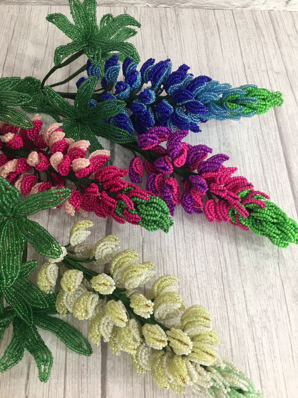 Bouquet of 5 Lupines Flowers Bouquet Beaded Wlowers Lupines Wildflowers ...