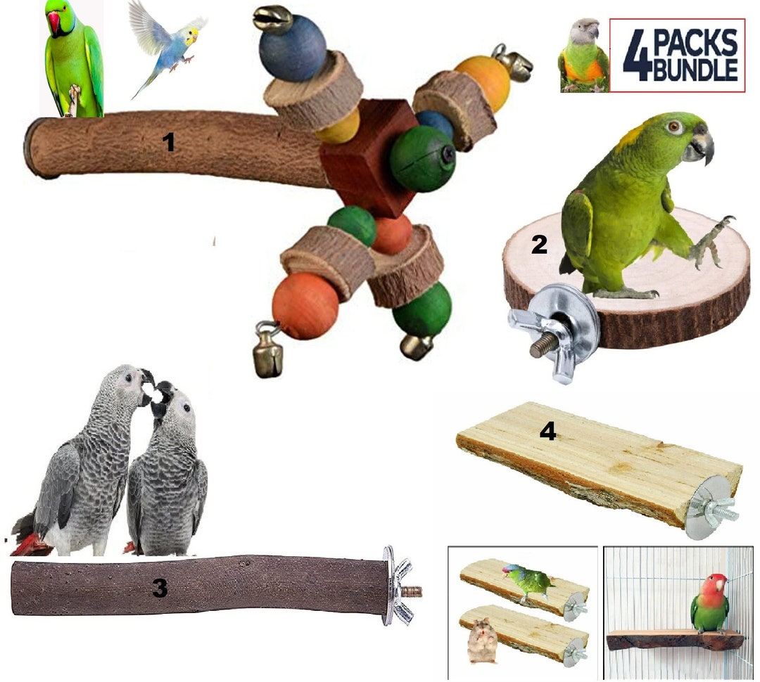 4 Pack Bird Parrot Toy Twirler Natural Wooden Toy Spinning - Etsy