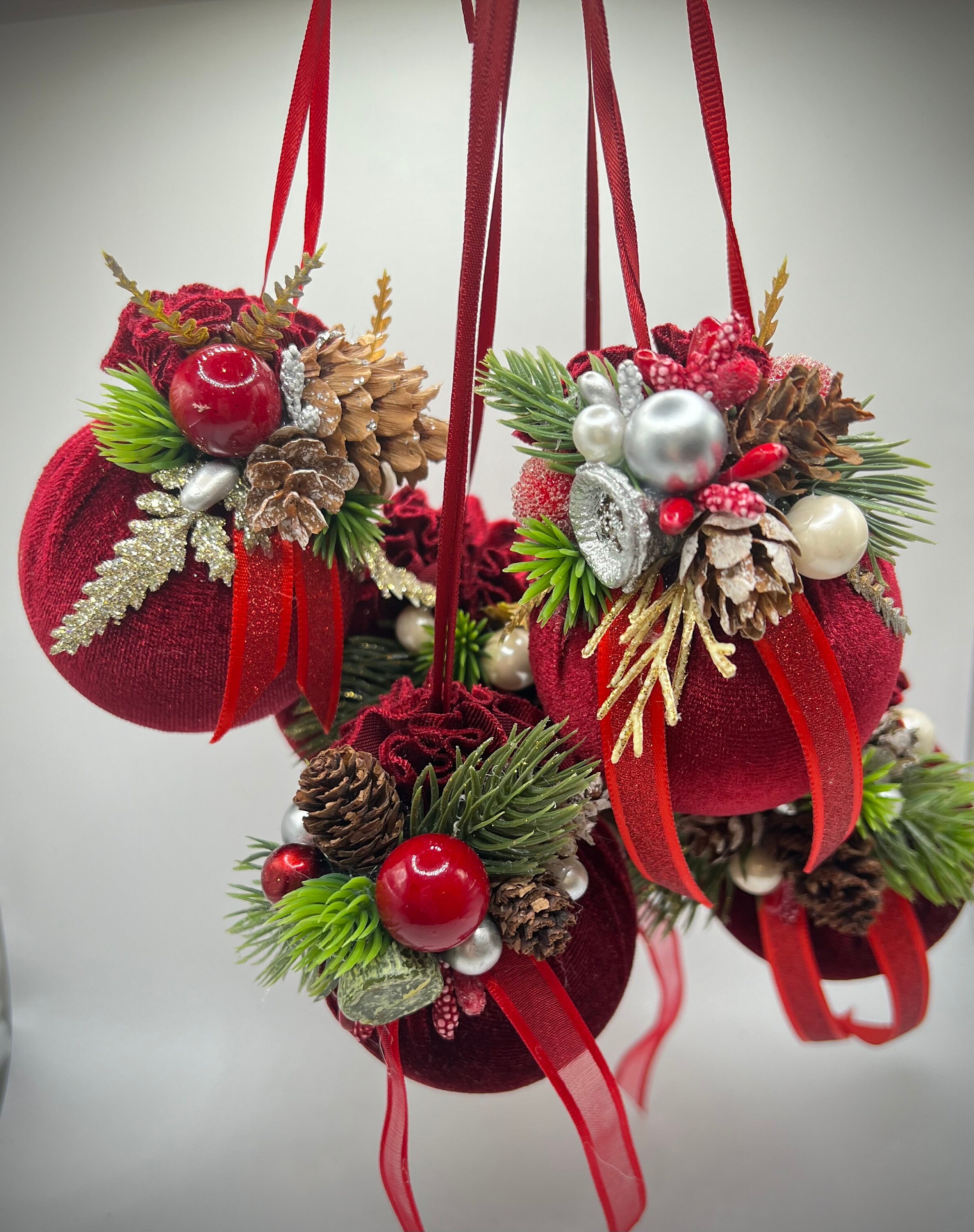 Handmade Elegant Luxury Christmas Ornaments. Modern Rustic Velvet Ball ...
