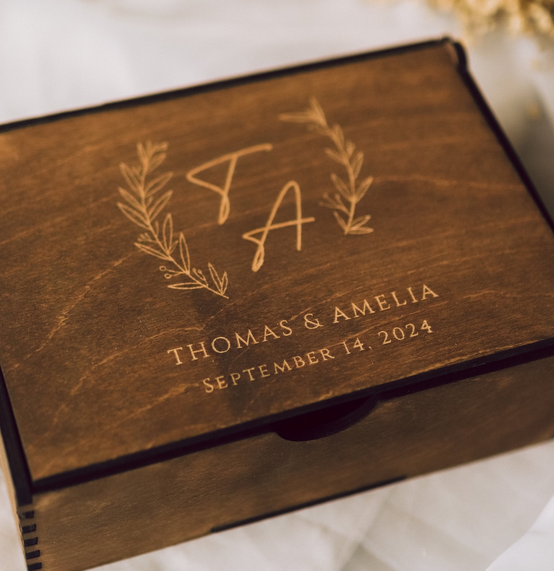 Personalized Keepsake Wooden Box | Custom Initials Name Storage Box ...