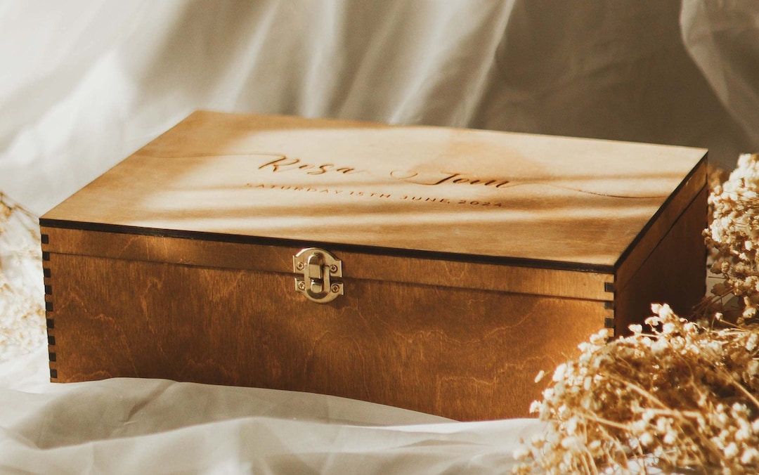 Decorative Box With Hinged Lid |custom Wood Keepsake Memory Box |jewelry Storage Box |wedding ...